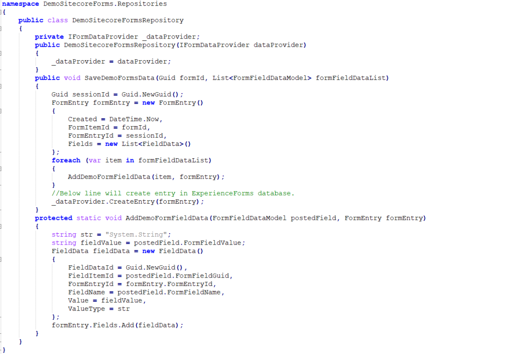 Save Custom Mvc Forms Data Onto Sitecore Experience Forms Database
